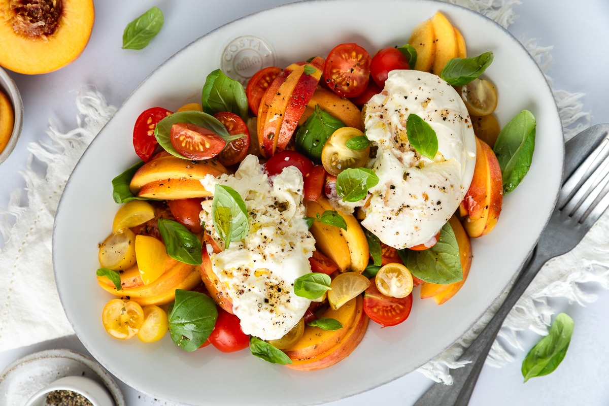 Burrata Peach Salad - Mrs Jones's Kitchen